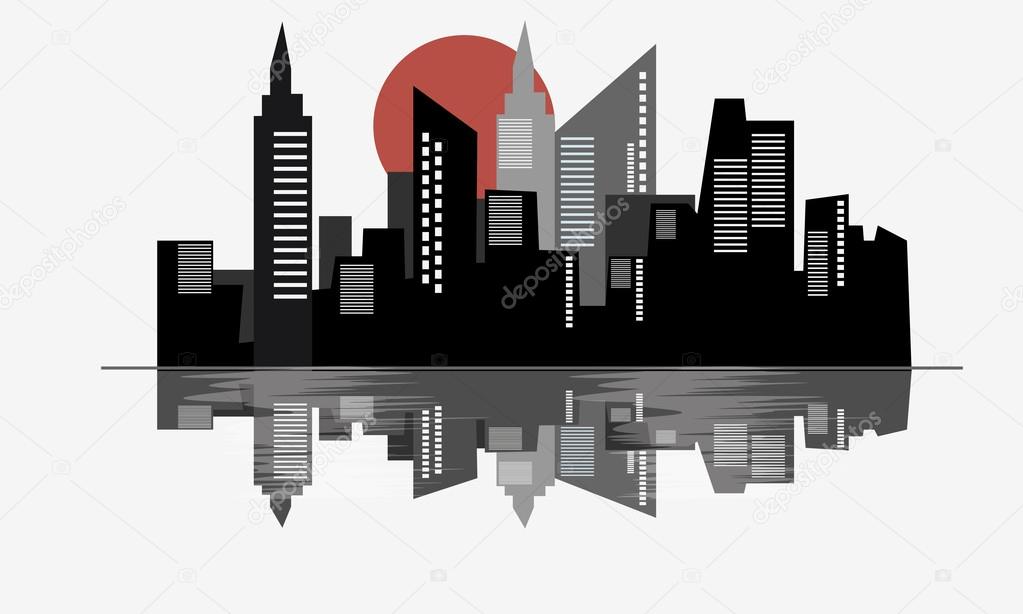 City and water reflection vector clipart template. Stock Vector by ...
