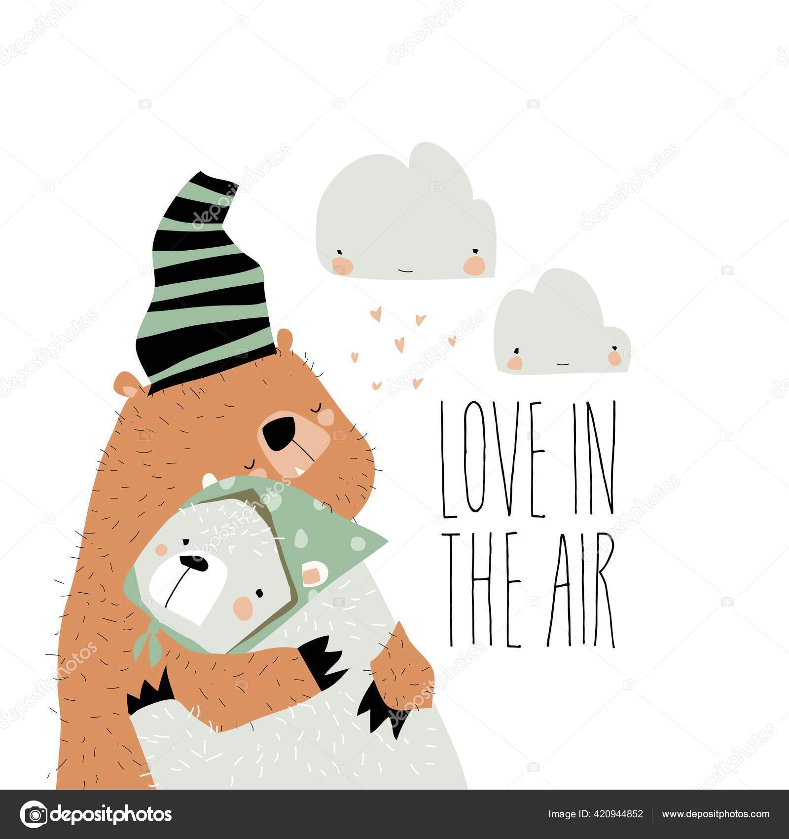 San Valentín amor diseños con lindo osos abrazando sobre fondo blanco ...