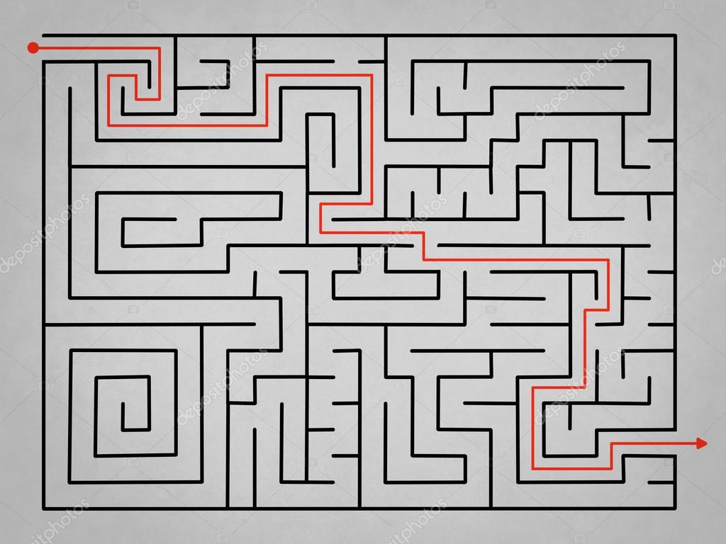 Grey complex labyrinth with solution Stock Photo by ©studio_3321 88662034