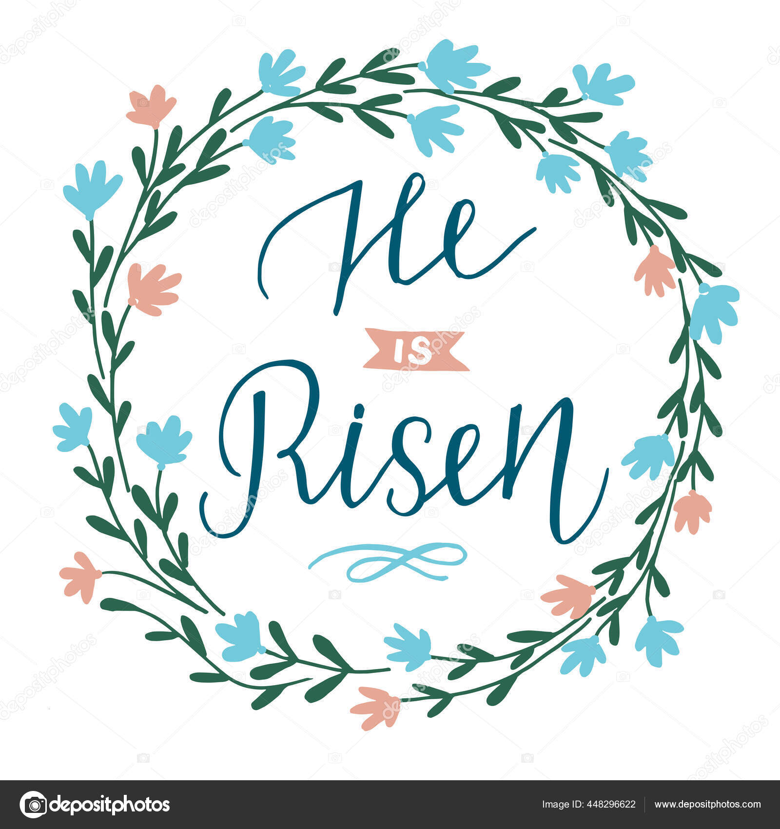 Hand lettering He is risen with floral wreath. Stock Vector by ©SunnyKo ...