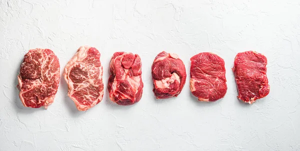 Raw Set Rump Top Blade Chuck Roll Beef Steak Cut — Stock Photo ...