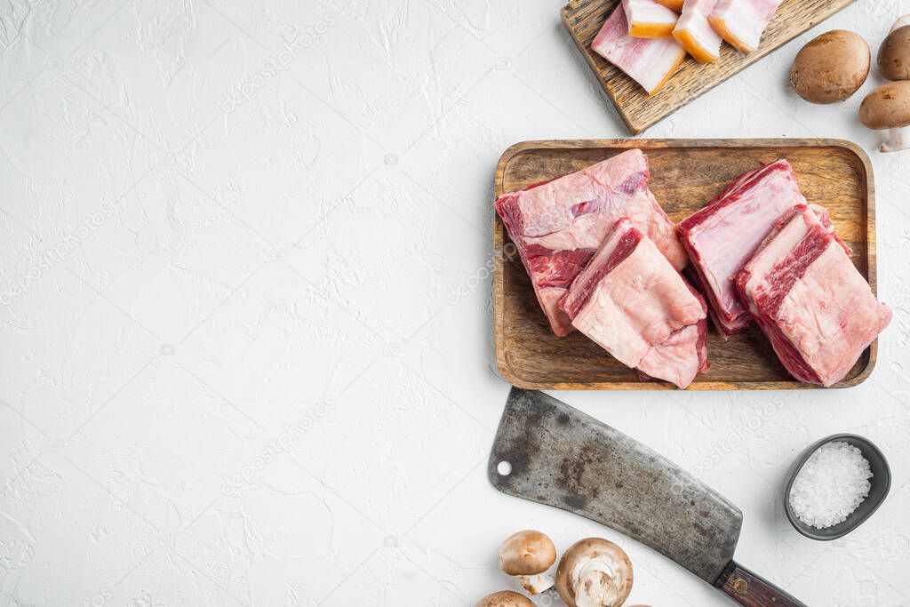 Raw Black Angus Conjunto de costillas de res de m rmol, con ...