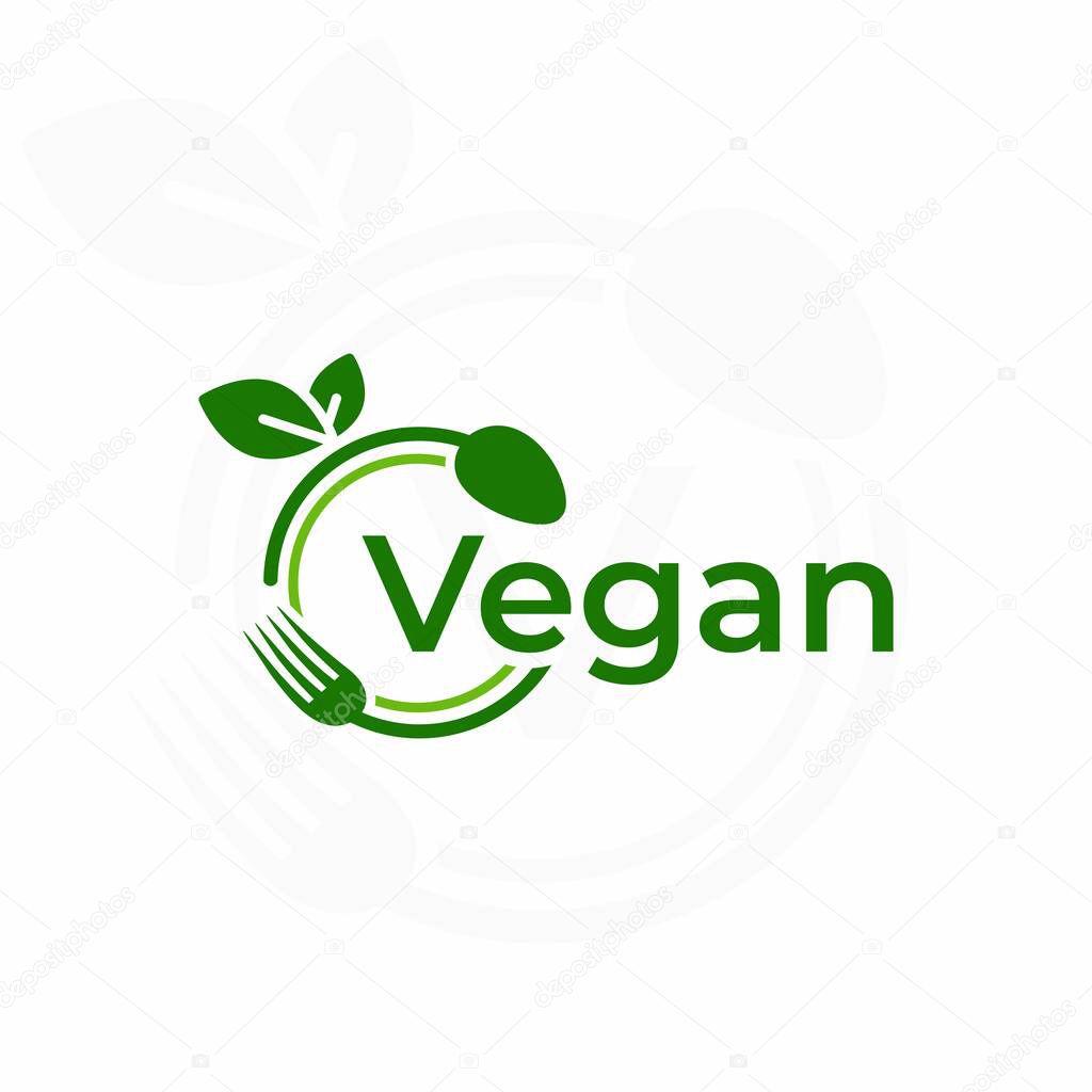 Plantilla de logotipo del restaurante vegano. Símbolo de comida ...