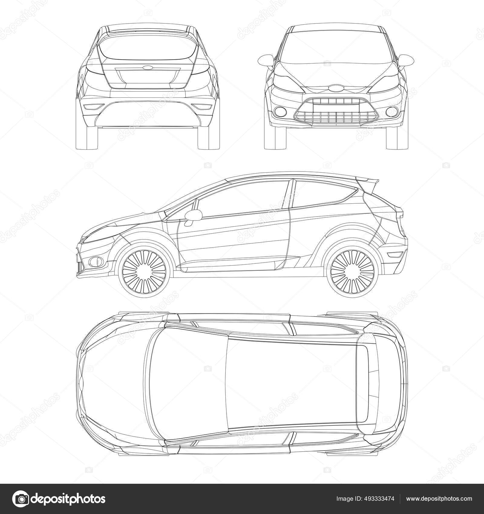 Mini Car Vector Template Car Branding Advertising Car Set White Stock ...