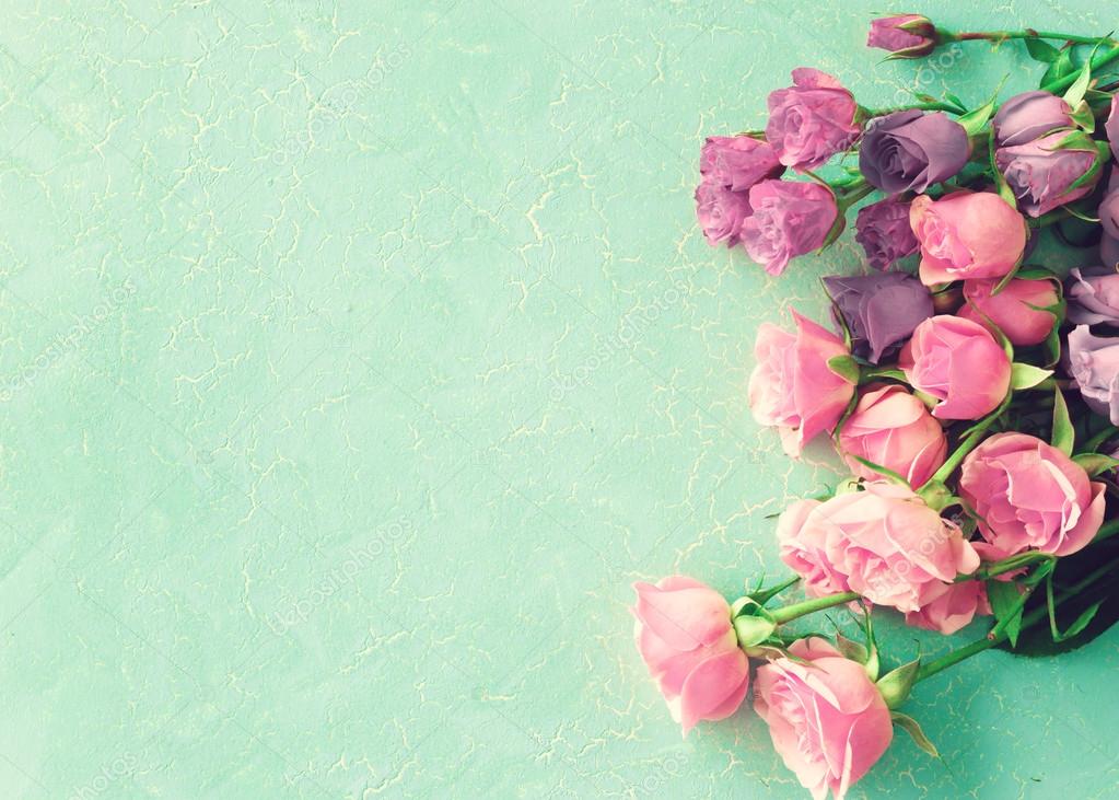 Turquoise Wallpaper With Pink Flowers