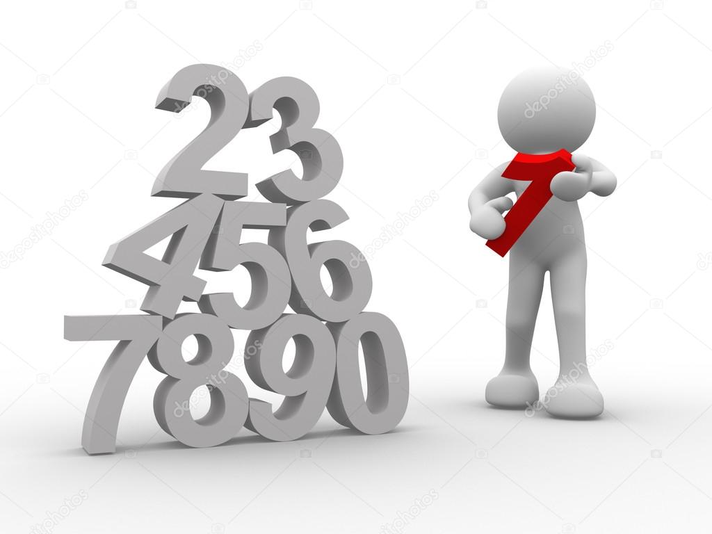 Human character near pyramid of numbers — Stock Photo © orlaimagen ...