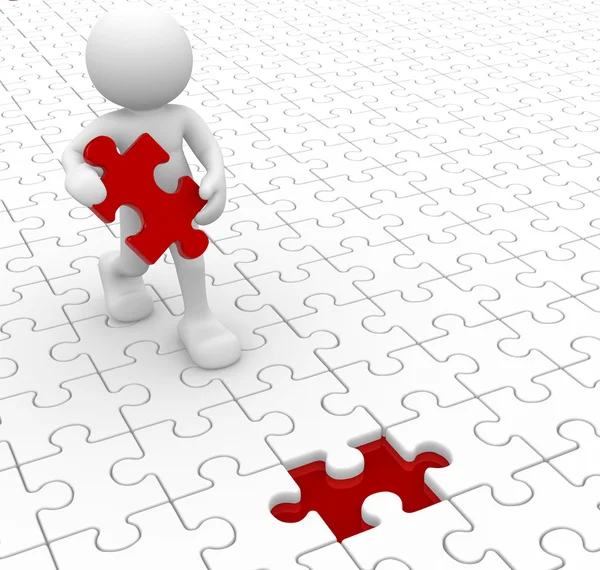 3d man looking at missing piece of puzzle — Stock Photo © Viktor-88 ...
