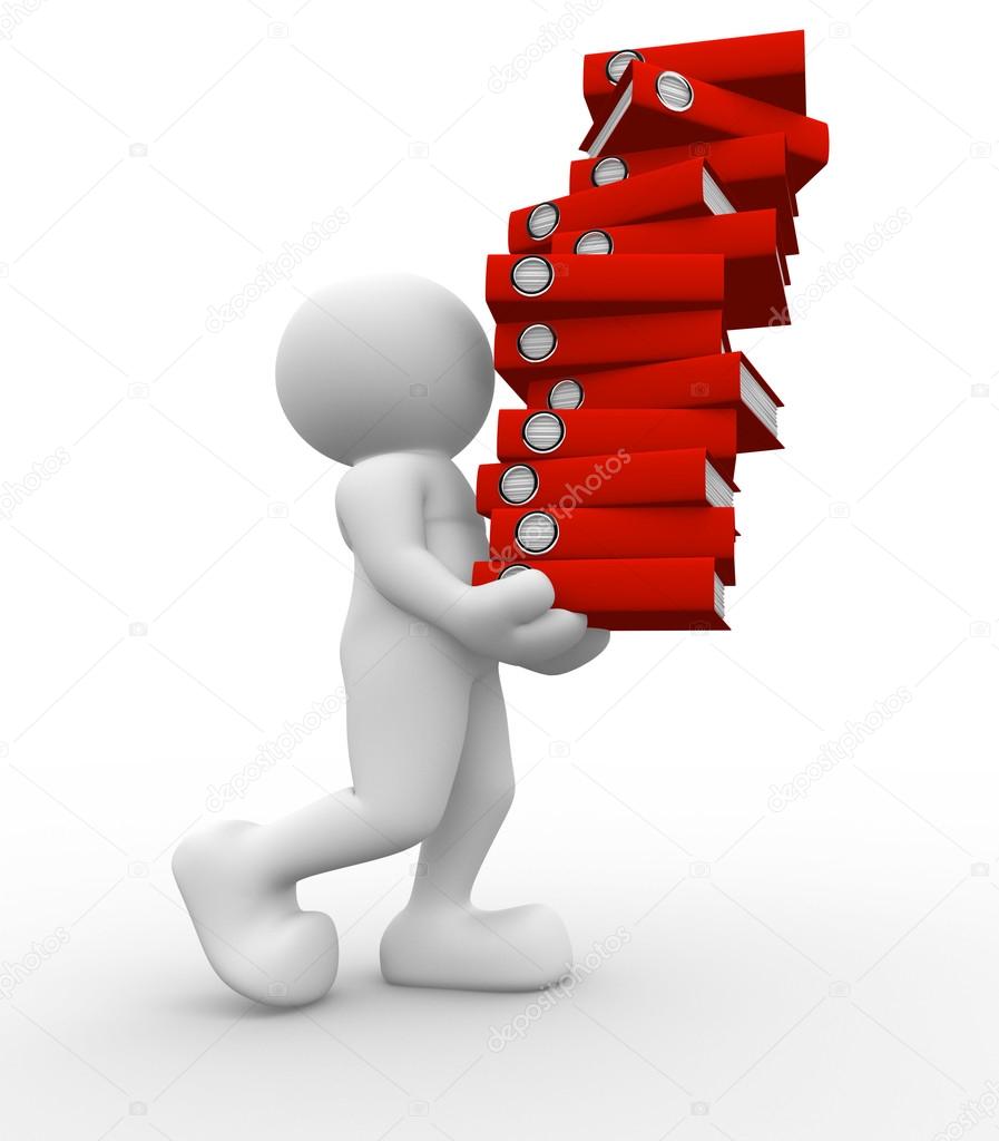 People icon carrying stack of folders — Stock Photo © orlaimagen #59610197