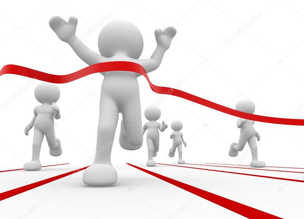 Gente Cruzando La Línea De Meta