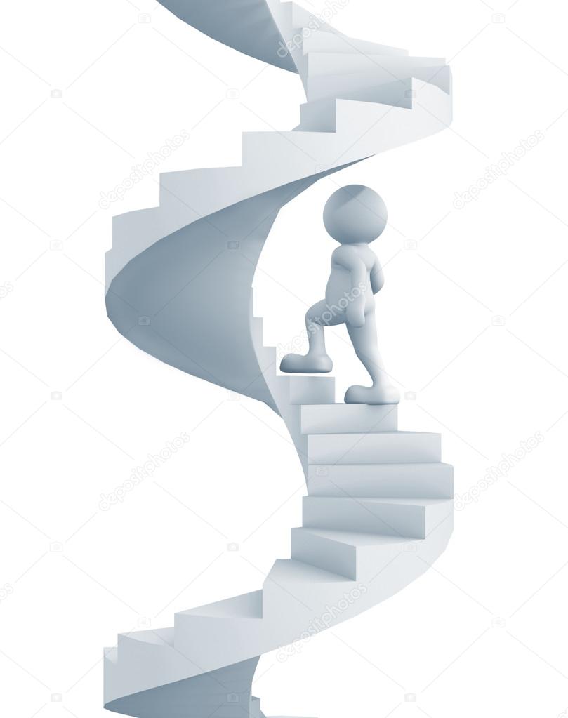 Human character climb spiral staircase — Stock Photo © orlaimagen #59612033