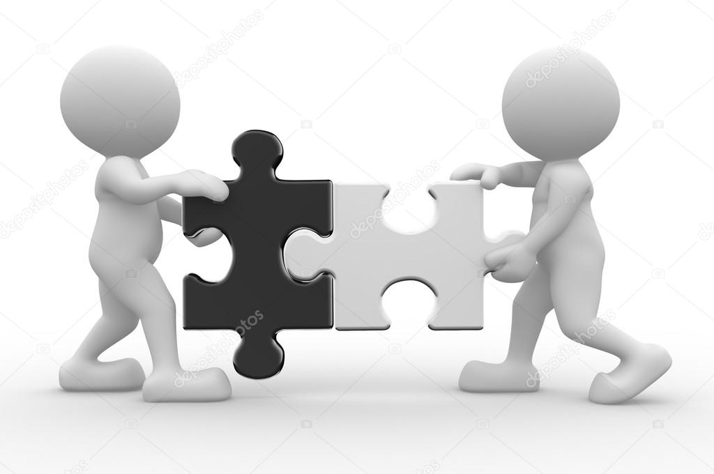 People with pieces jigsaw puzzle Stock Photo by ©orlaimagen 60637475