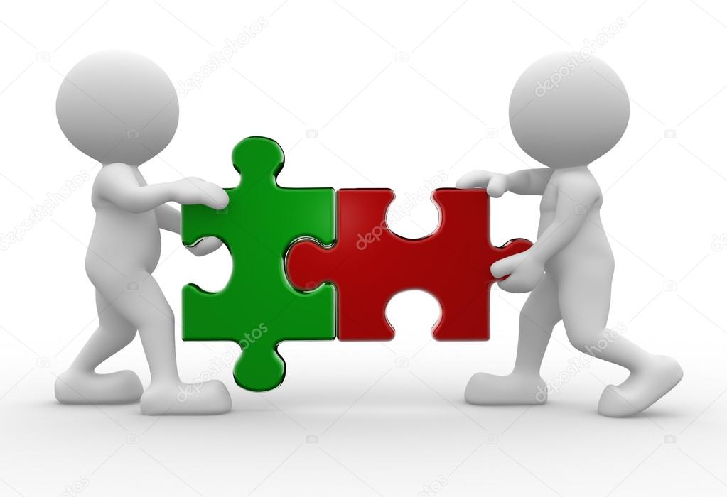 People with pieces jigsaw puzzle Stock Photo by ©orlaimagen 60637605