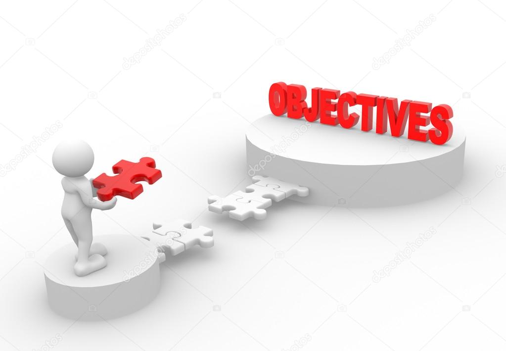 Man with piece of puzzle and word "Objective" Stock Photo by ...