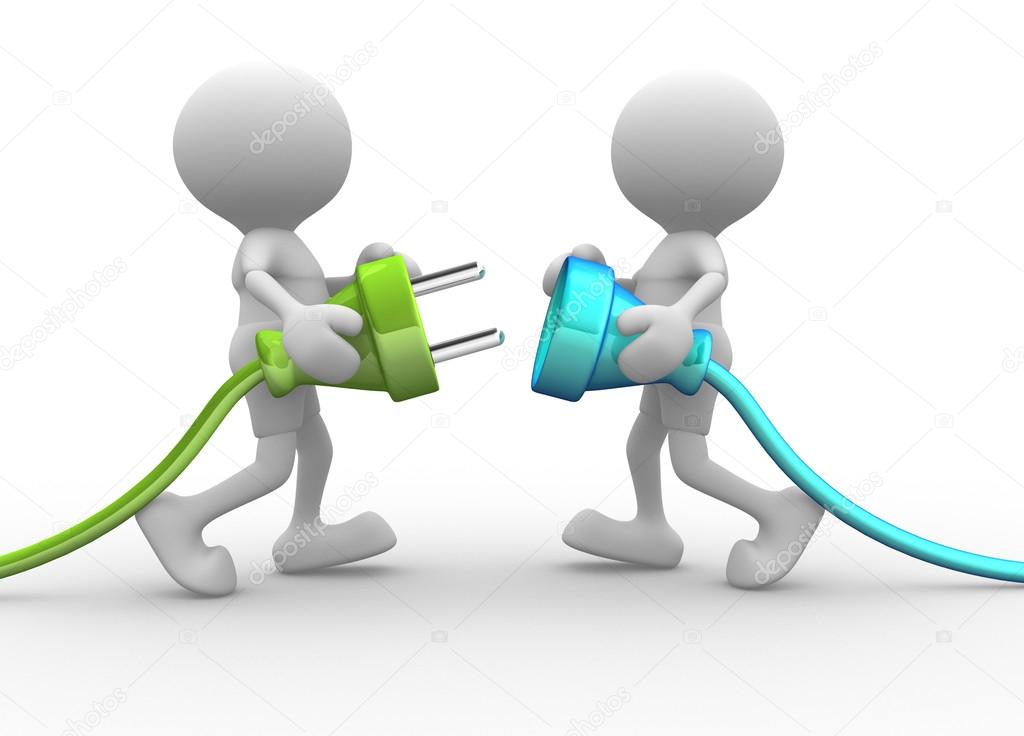 People connecting cable — Stock Photo © orlaimagen #60638071