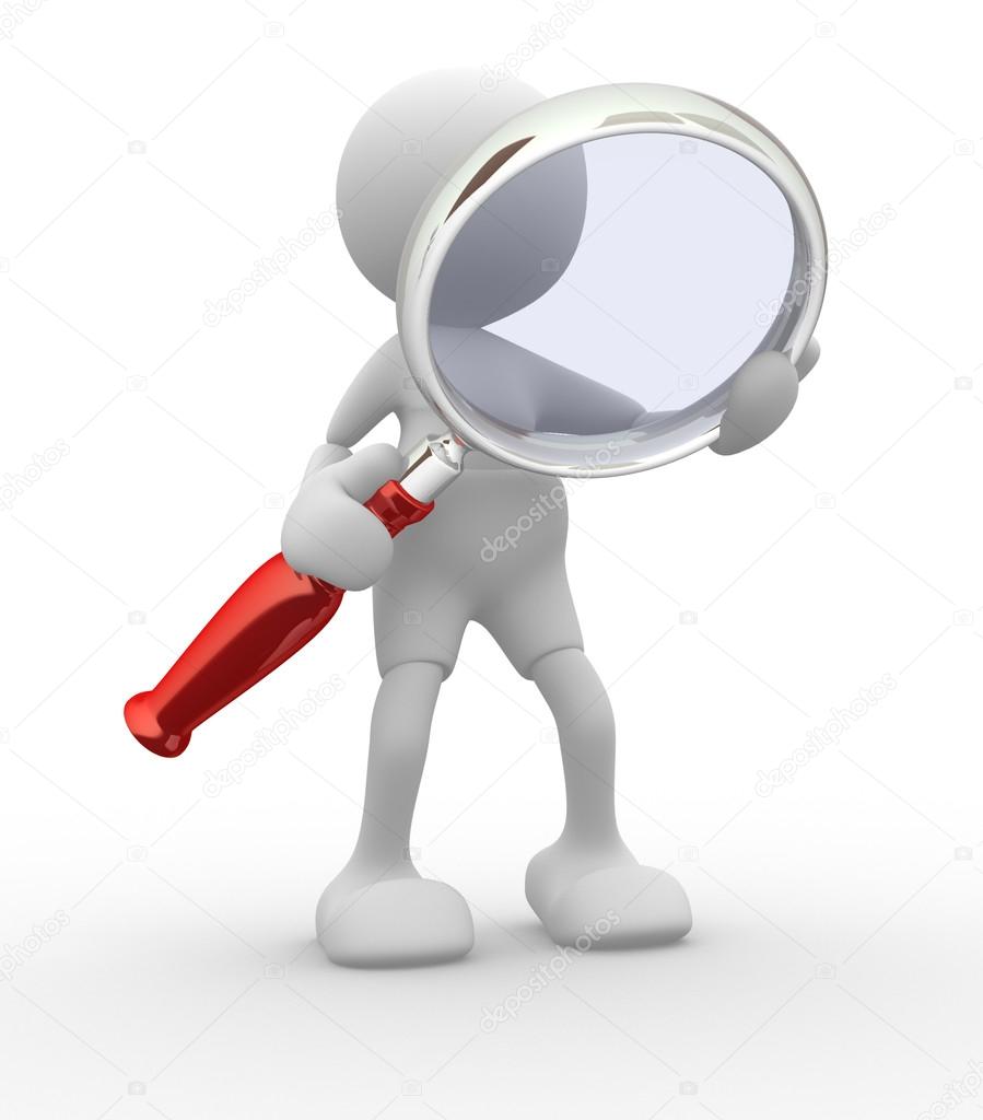 Person Looking Through Magnifying Glass