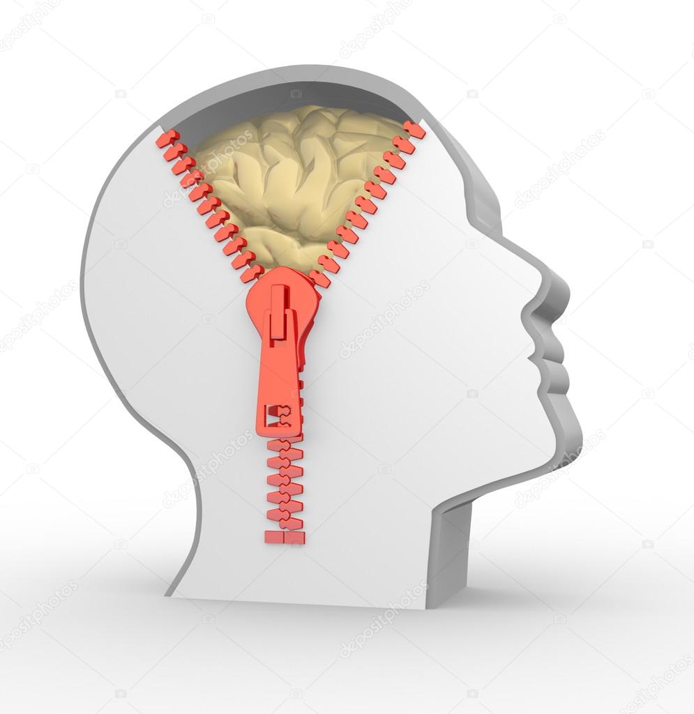 Human head and open zipper — Stock Photo © orlaimagen #60638979