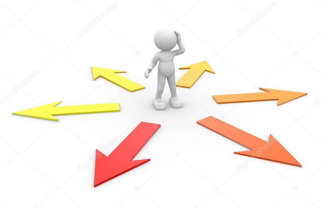 Confused person and arrows — Stock Photo © orlaimagen #60639085