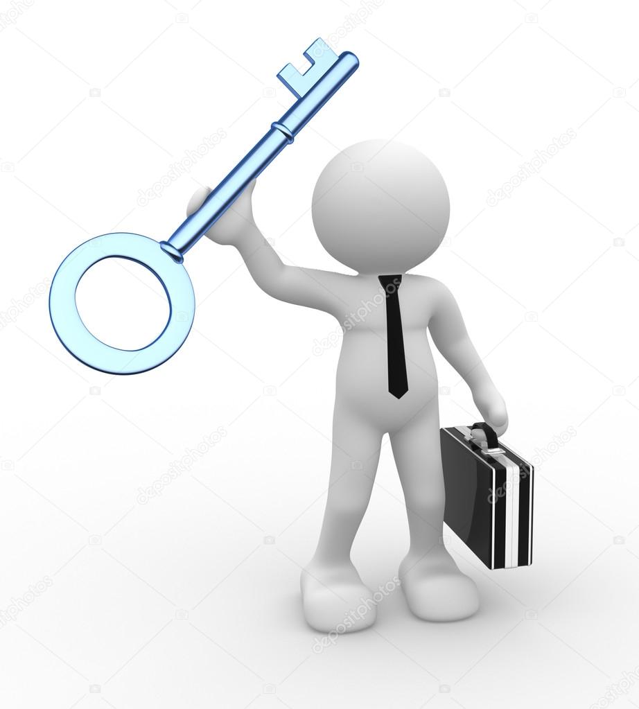 3d man holding key Stock Photo by ©orlaimagen 60639285