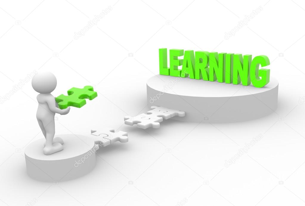 Man and piece of puzzle. Learning Concept — Stock Photo © orlaimagen ...