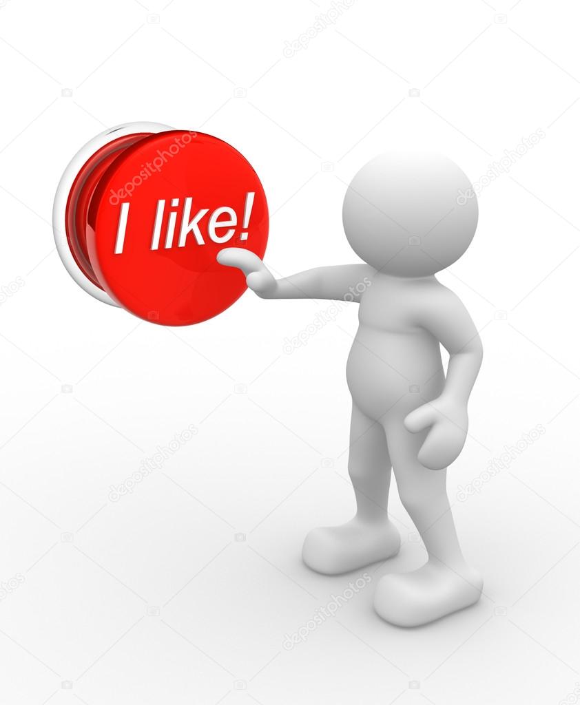 Man pushing button "I like!" — Stock Photo © orlaimagen #60639425