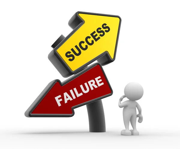 3d man and arrows with signs accept or refuse — Stock Photo ...