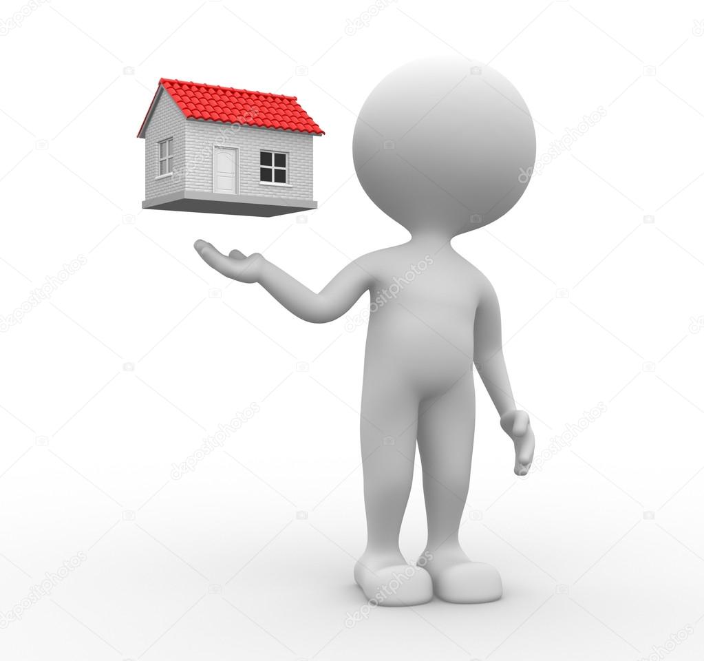 3d man holding a house — Stock Photo © orlaimagen #62057763