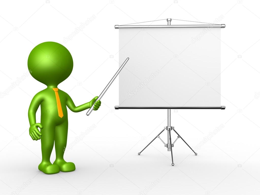 3d man presenting at flip chart. — Stock Photo © orlaimagen #62058037