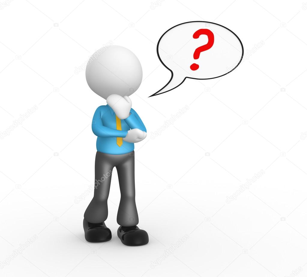 3d mand med spørgsmålstegn i tale boble — Stockfoto © orlaimagen #62058307