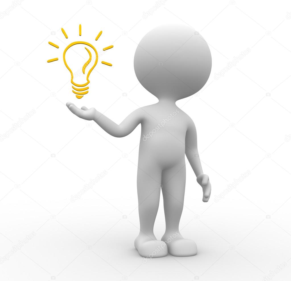 3d man and light bulb. — Stock Photo © orlaimagen #62058931