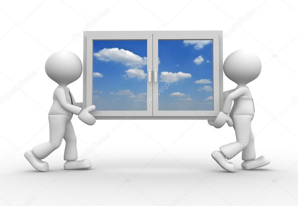 3d people with a window. — Stock Photo © orlaimagen #62059575