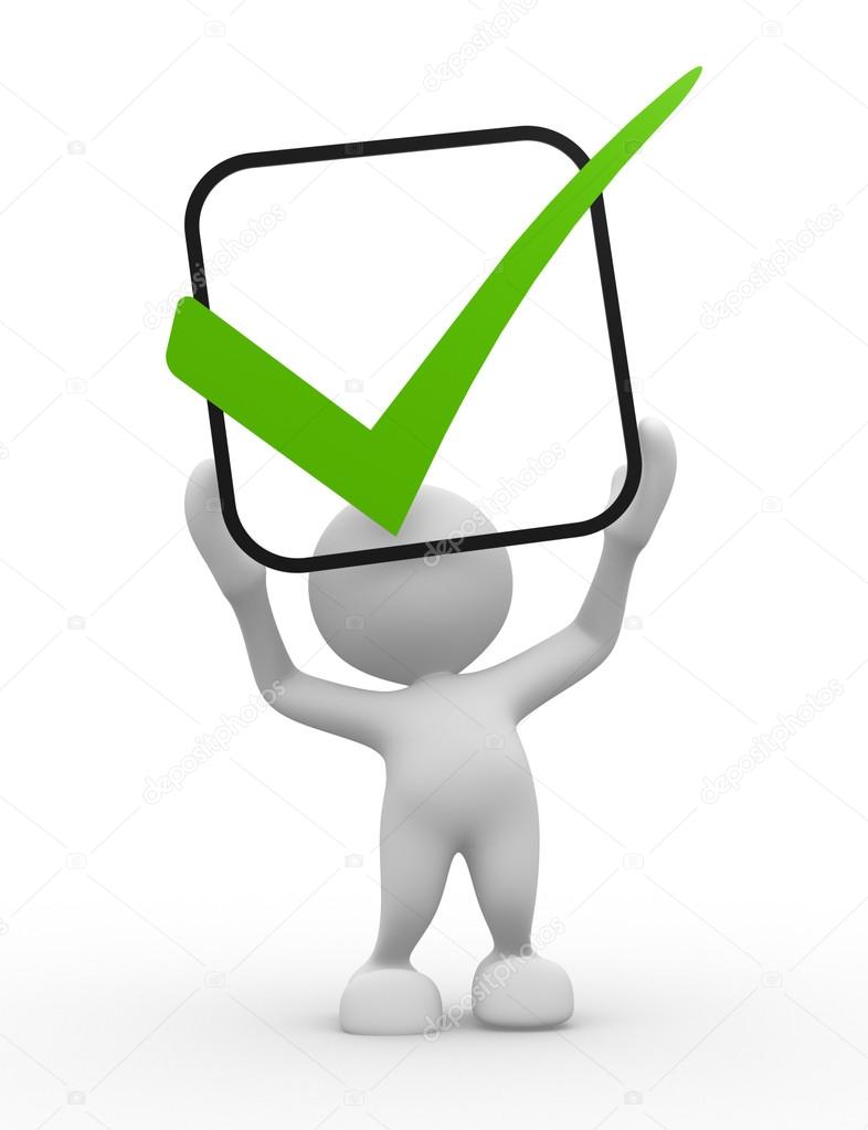 Man with green check mark in box — Stock Photo © orlaimagen #62059619