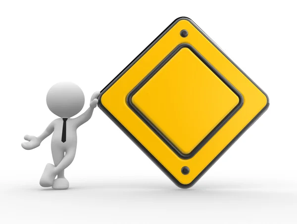 Man with warning attention sign — Stock Photo © valdum #98466568 Man with warning attention sign — Stock Photo © valdum #98466568