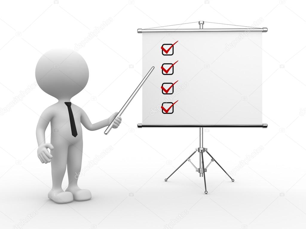 3d man and flip chart with Checklist — Stock Photo © orlaimagen #62060045