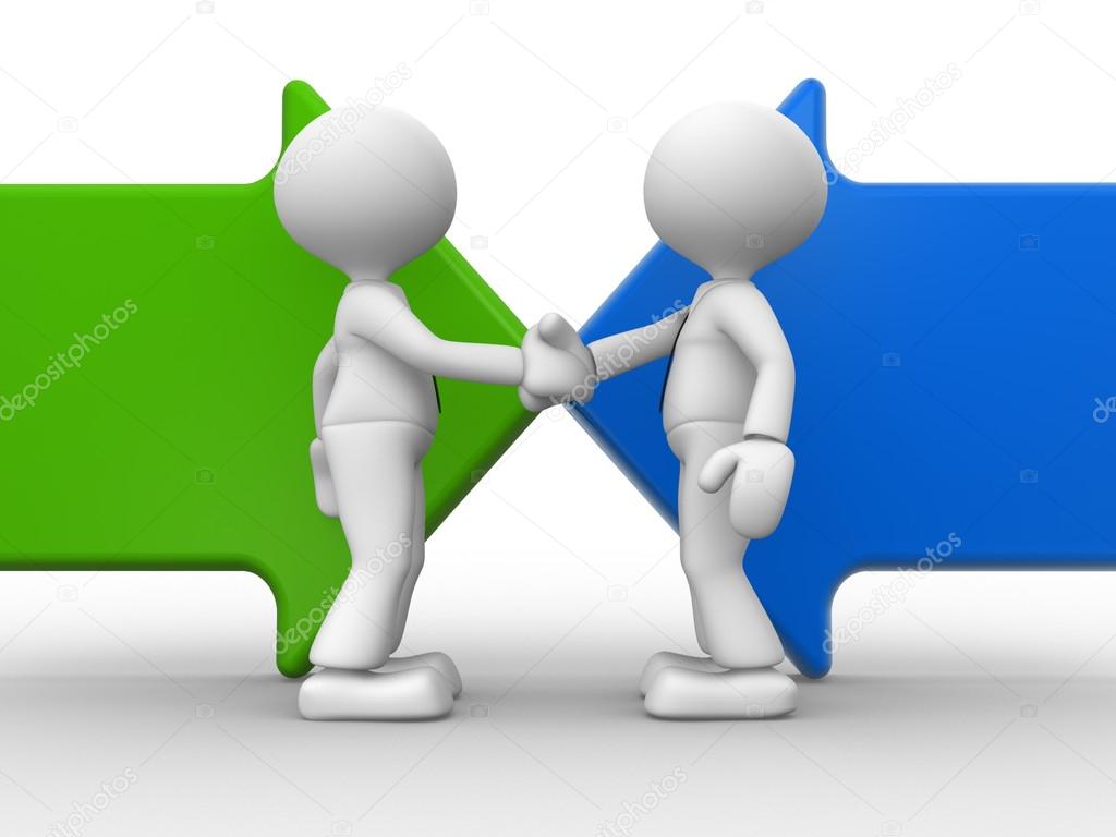 3d people shaking hands on arrows. — Stock Photo © orlaimagen #62060065