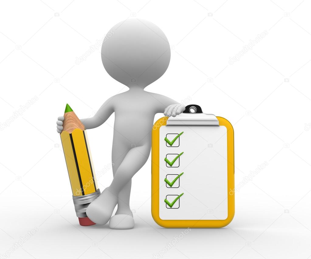 3d man with clipboard and checklist. — Stock Photo © orlaimagen #62060081