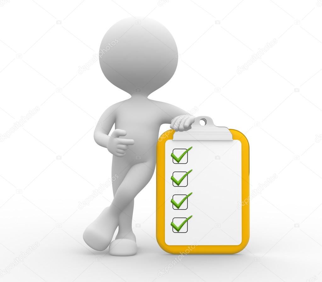 3d man with clipboard and checklist. Stock Photo by ©orlaimagen 62060151