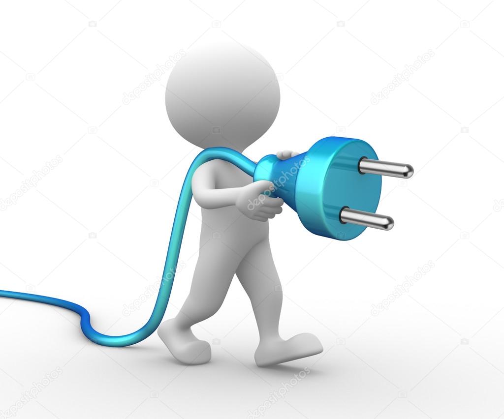 Person carrying electric plug in hands — Stock Photo © orlaimagen #62060637