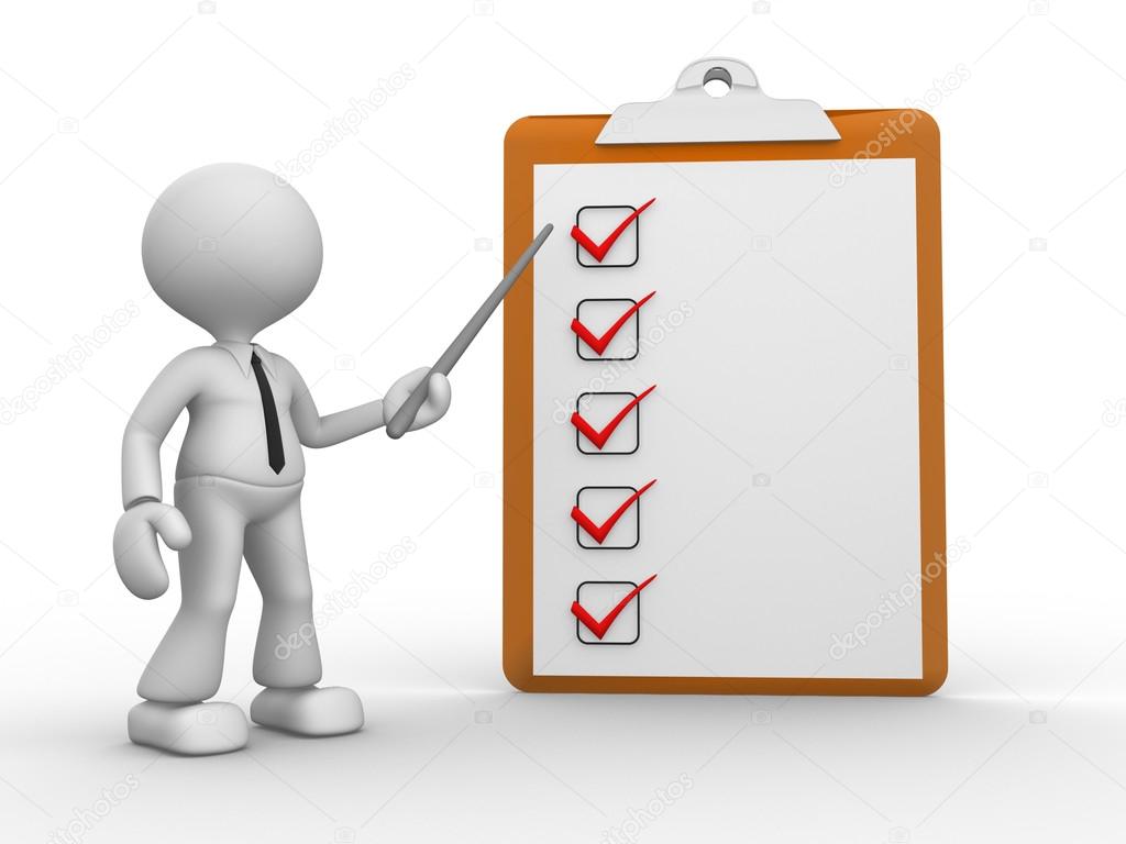 3d man with clipboard and checklist. — Stock Photo © orlaimagen #62060725