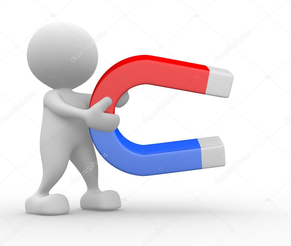 Man holding a magnet red blue — Stock Photo © orlaimagen #62066281