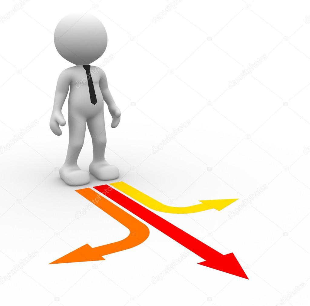 Man with multiple arrow paths — Stock Photo © orlaimagen #62066979