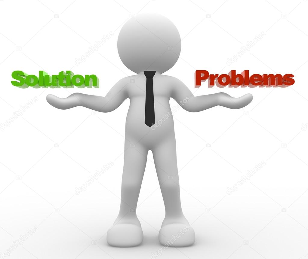 3d man and words SOLUTION or PROBLEMS — Stock Photo © orlaimagen #62067345