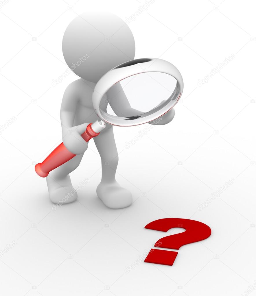 Man magnifying glass question mark red search. Stock Photo by ...