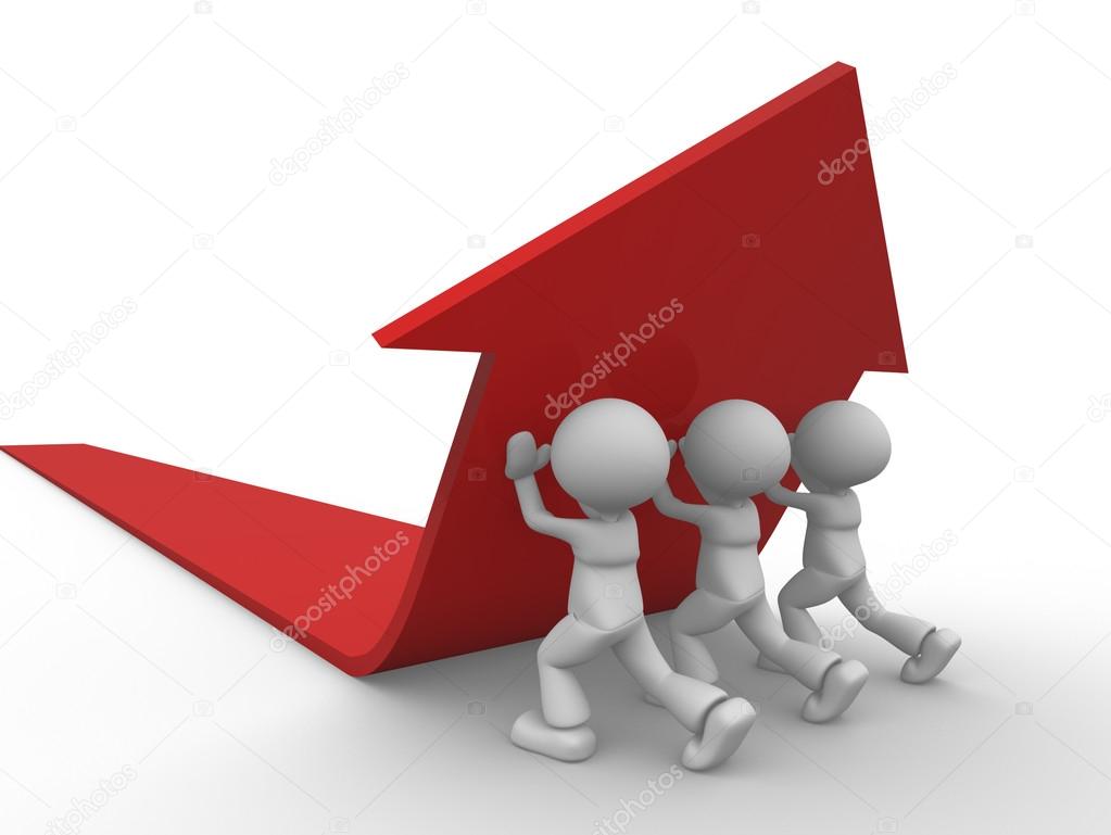 Men pushing arrow Stock Photo by ©orlaimagen 62067843