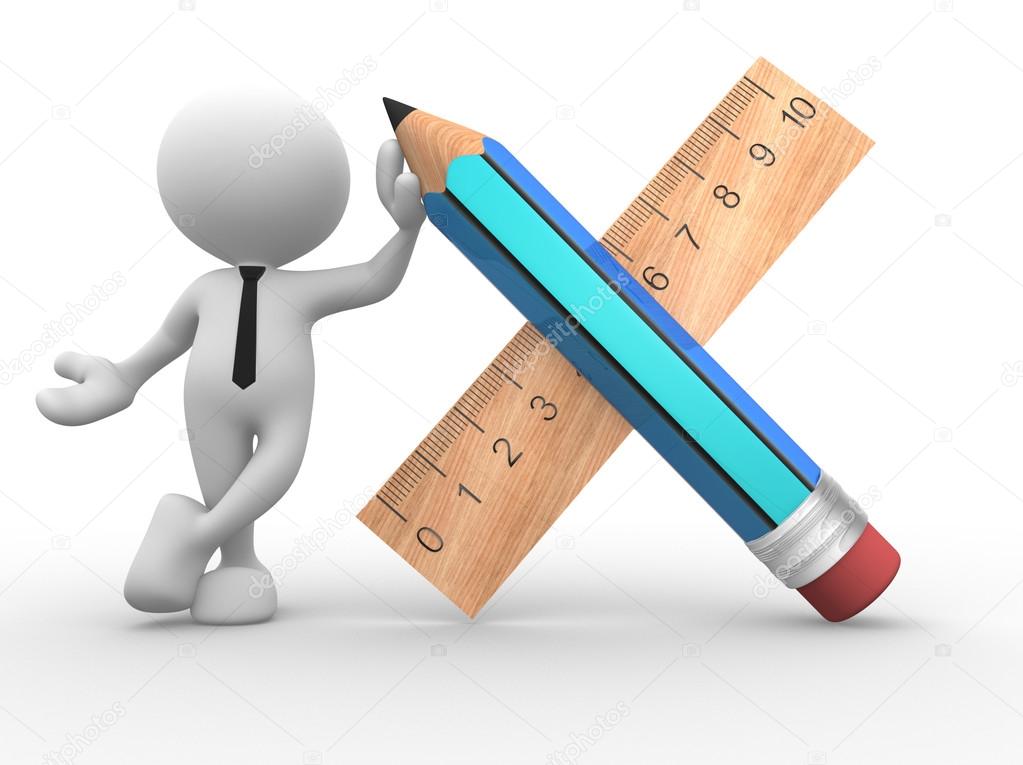 Man with a ruler and a pencil — Stock Photo © orlaimagen #62067901