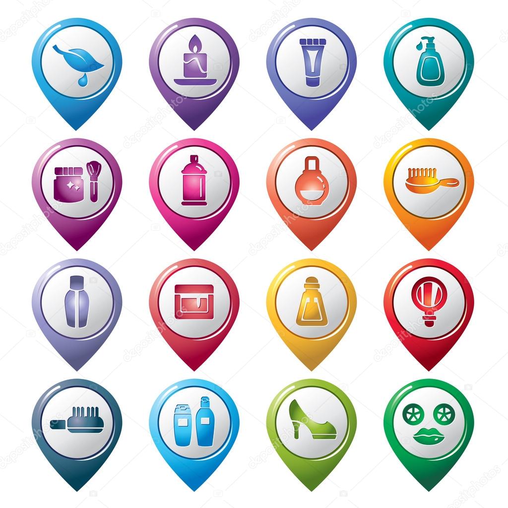 iconos de belleza y cosmética puntero — Archivo Imágenes Vectoriales ...