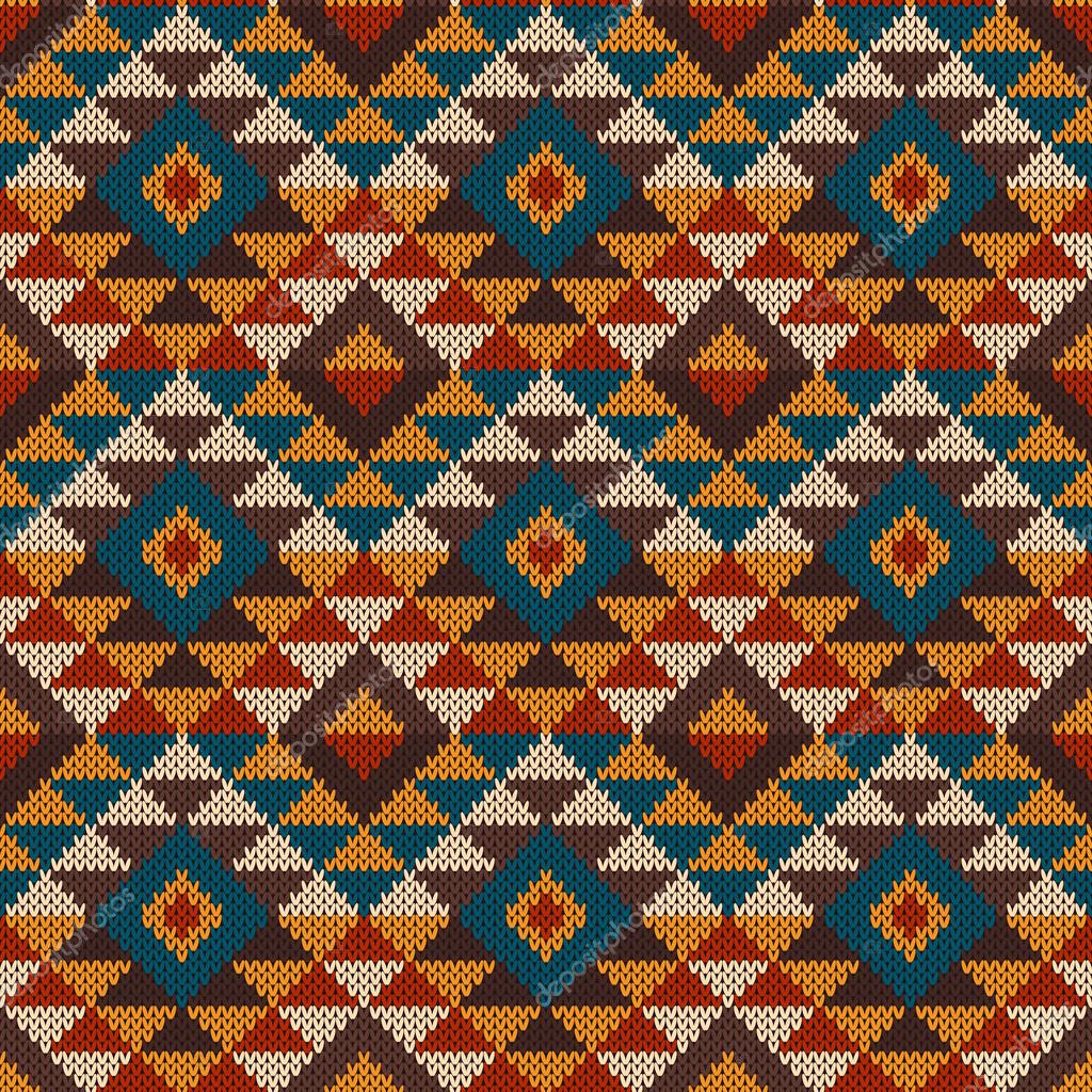 Patrón tradicional azteca tribal sin costura en la textura de punto de ...