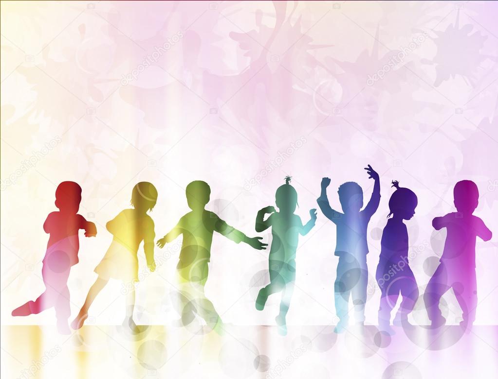 Dancing children silhouettes with background Stock Vector Image by ...