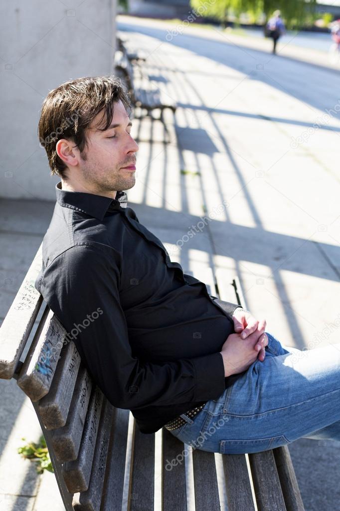 Man sitting on bench Royalty Free Photo, Stock Image by © wernerimages ...