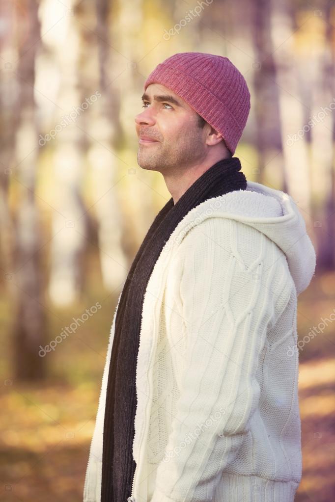 Man standing between trees in fall — Stock Photo © wernerimages #89077504