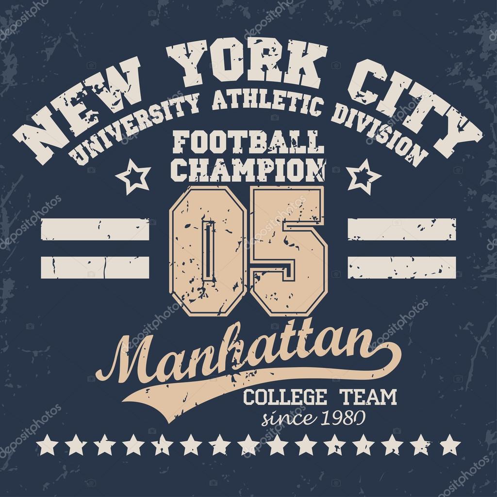 New York football vintage, t-shirt graphics — Stock Vector ...